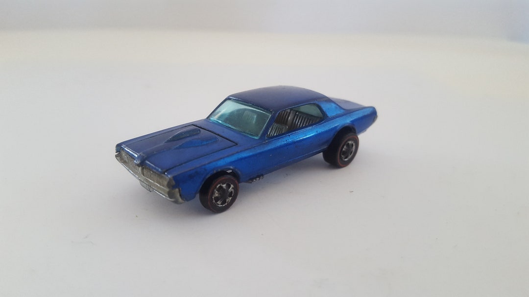 Vintage 1968 Hot Wheels Custom Cougar - Spectraflame Blue Redline - Etsy