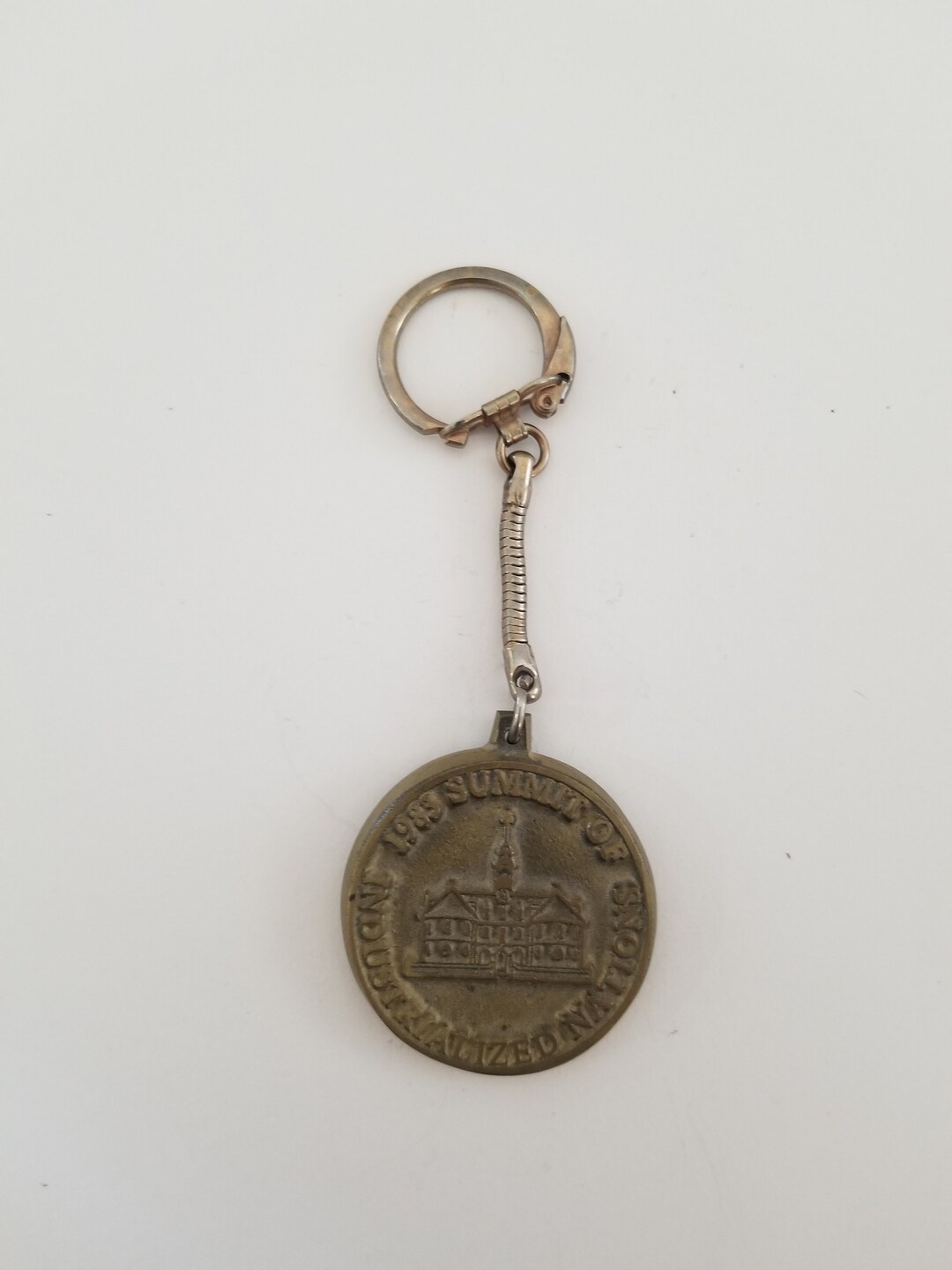 Vintage 1983 Rough Sand Cast Brass Keyring Pendant Williamsburg VA ...