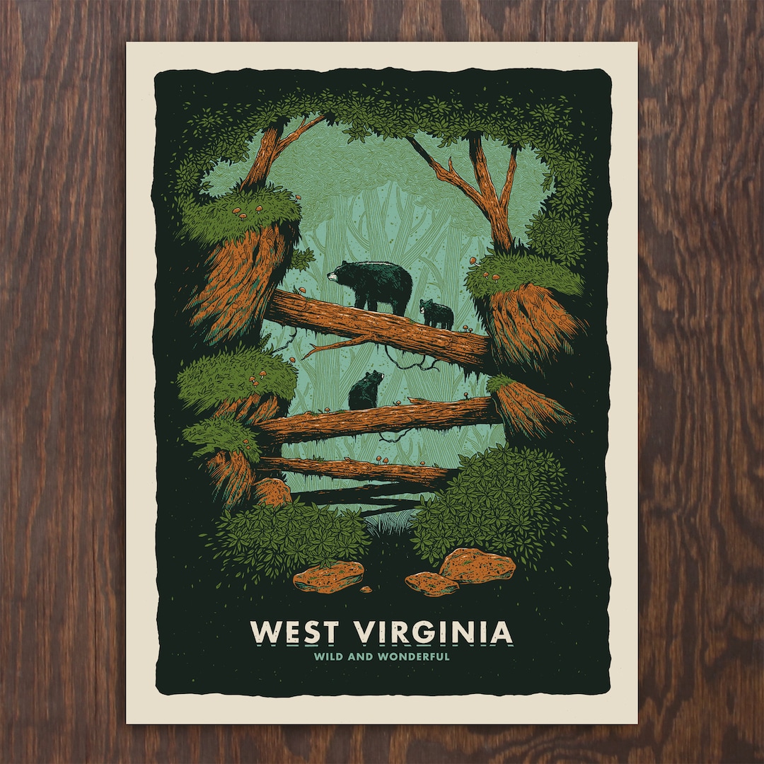 Wild Wonderful West Virginia Black Bear Fine Art Screenprint A Perfect ...