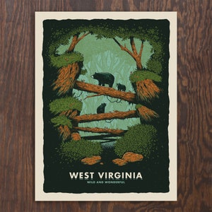 Wild Wonderful West Virginia Black Bear Fine Art Screenprint A Perfect ...