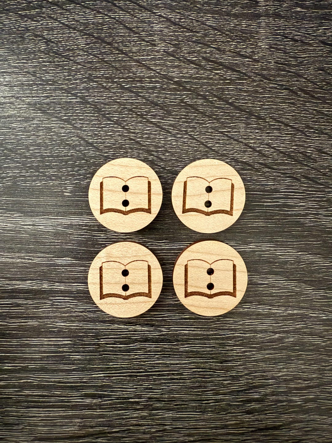 Open Book Wooden Buttons – Set of 4 Engraved Bookish Craft Buttons - Etsy