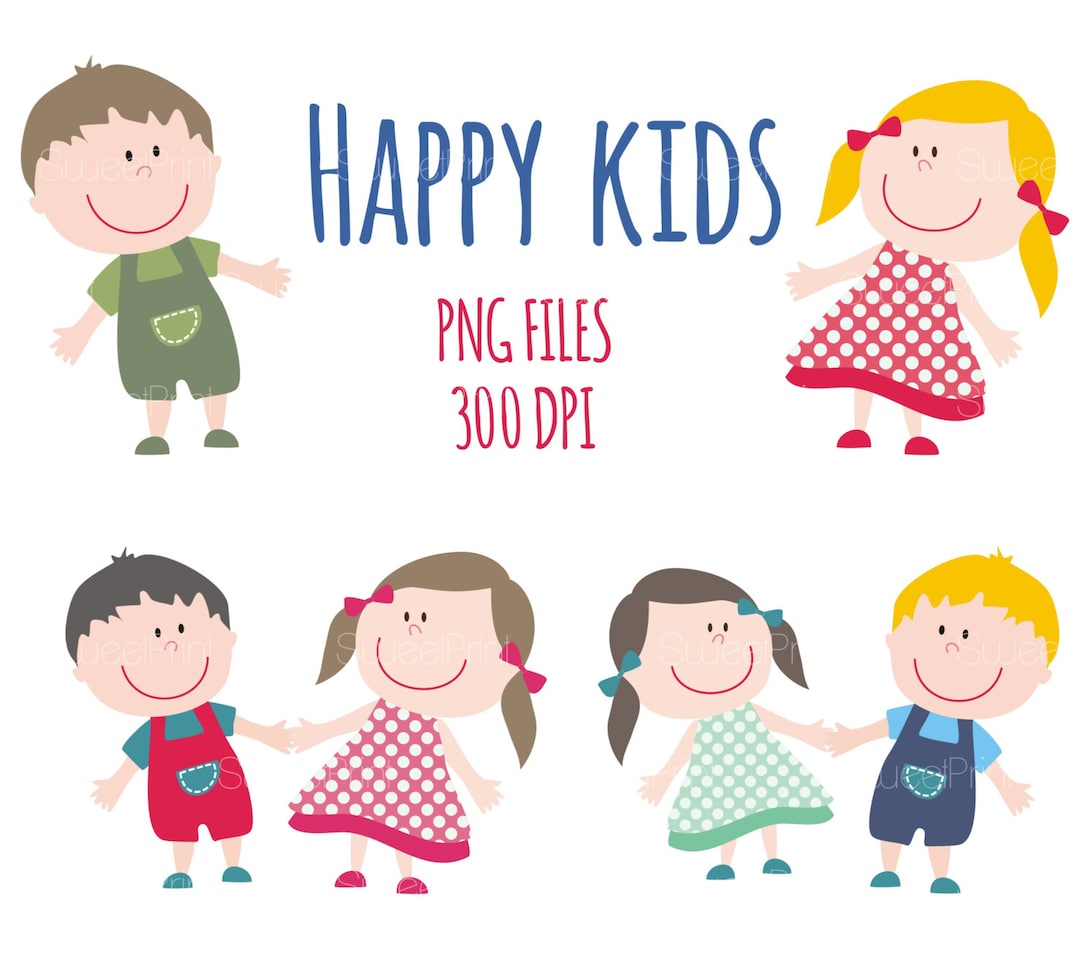 Happy Smile Kids Clipart / Children Clip Art / Boy and Girl / - Etsy