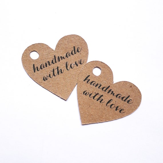 Handmade with love tags / heart tags / hang tags / kraft | Etsy