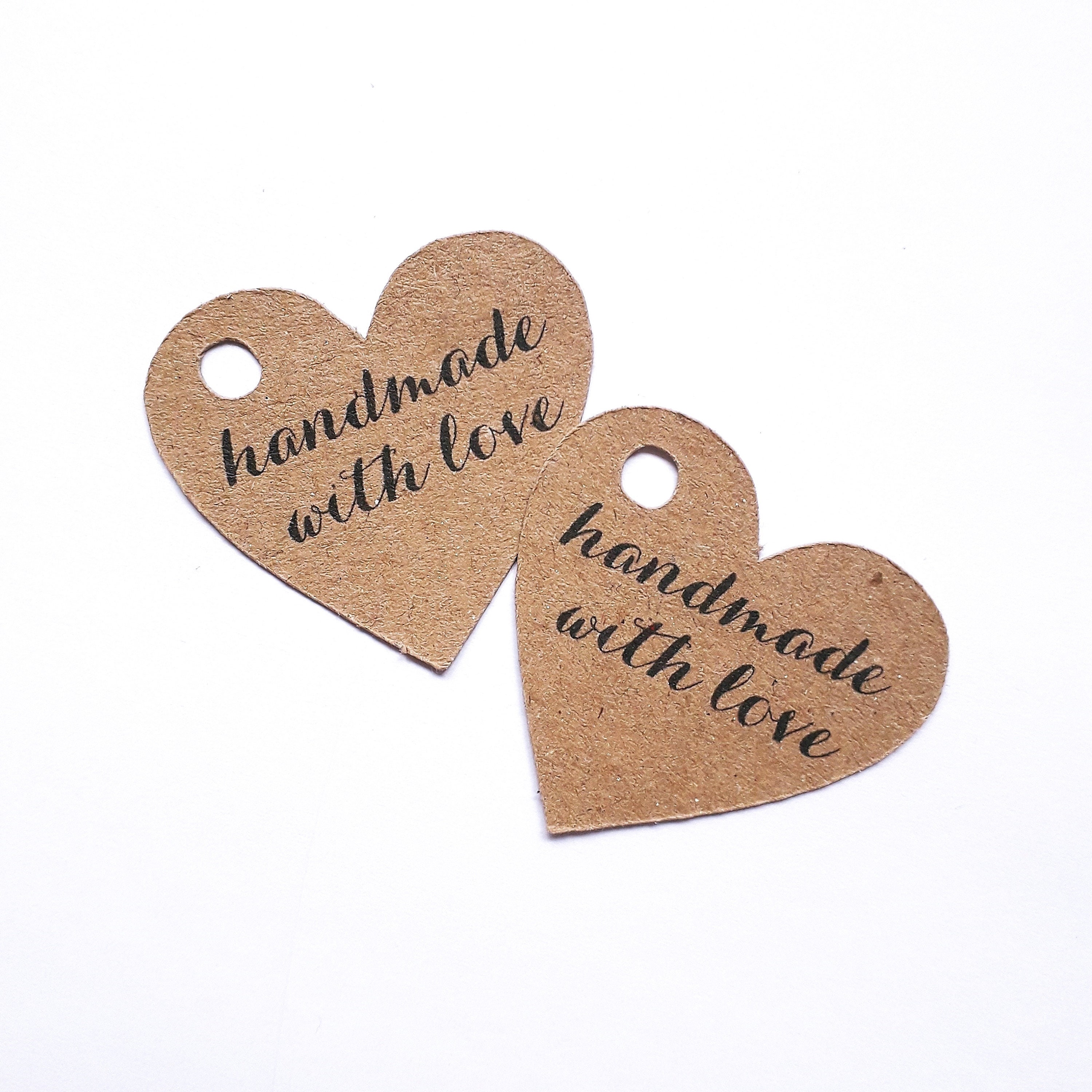 Handmade with love tags / heart tags / hang tags / kraft | Etsy