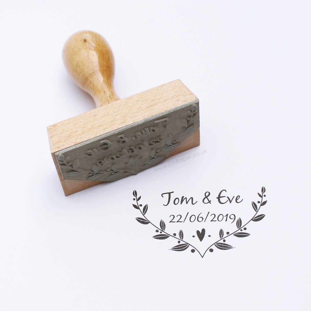 WEDDING Envelope STAMP / Personalised Rubber Stamp Name and Date Stamp ...