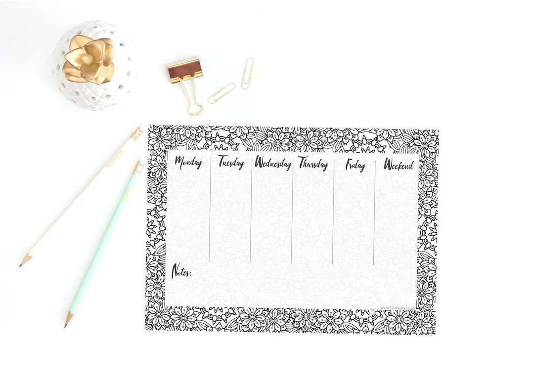 Printable Weekly Planner / Coloring Weekly to Do List / Weekly ...