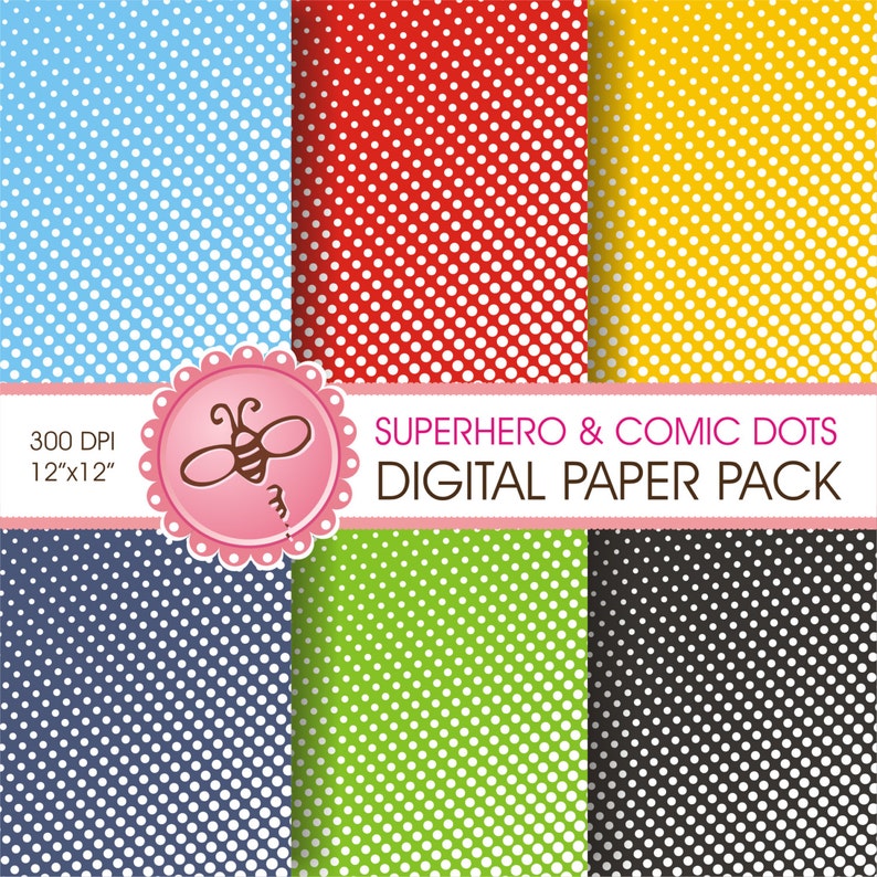 SUPERHERO / Comic Dots Paper Pack / DIGITAL Printable Paper / | Etsy