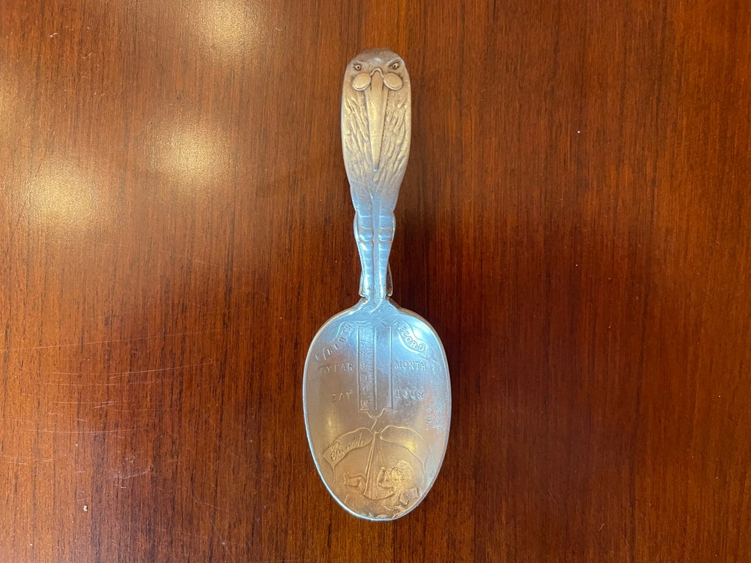 Antique Baby Spoon-sterling Silver-birth Record Spaces 1908 - Etsy
