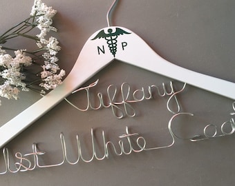 1st White Coat, Personalized Nurse Practitioner Hanger, New Graduate or ...