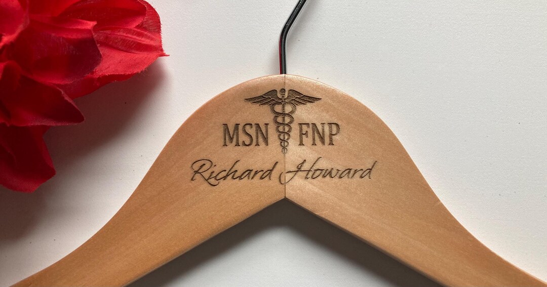 1st White Coat Hanger, Family Nurse Practitioner Gift, MSN-FNP Hanger ...