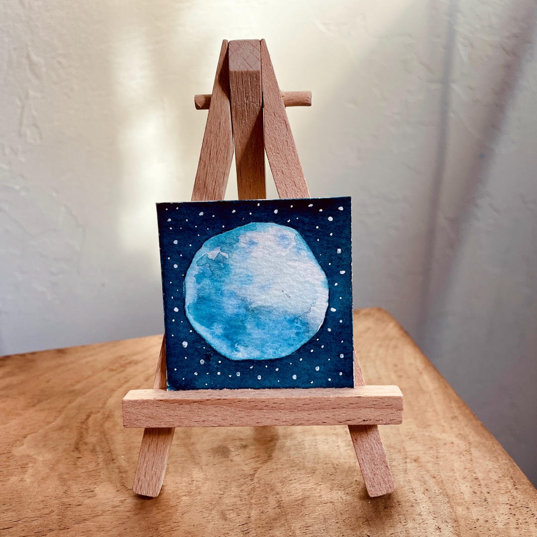 Miniature Moon Watercolor Painting, Astronomy Art, 2x2" - Etsy