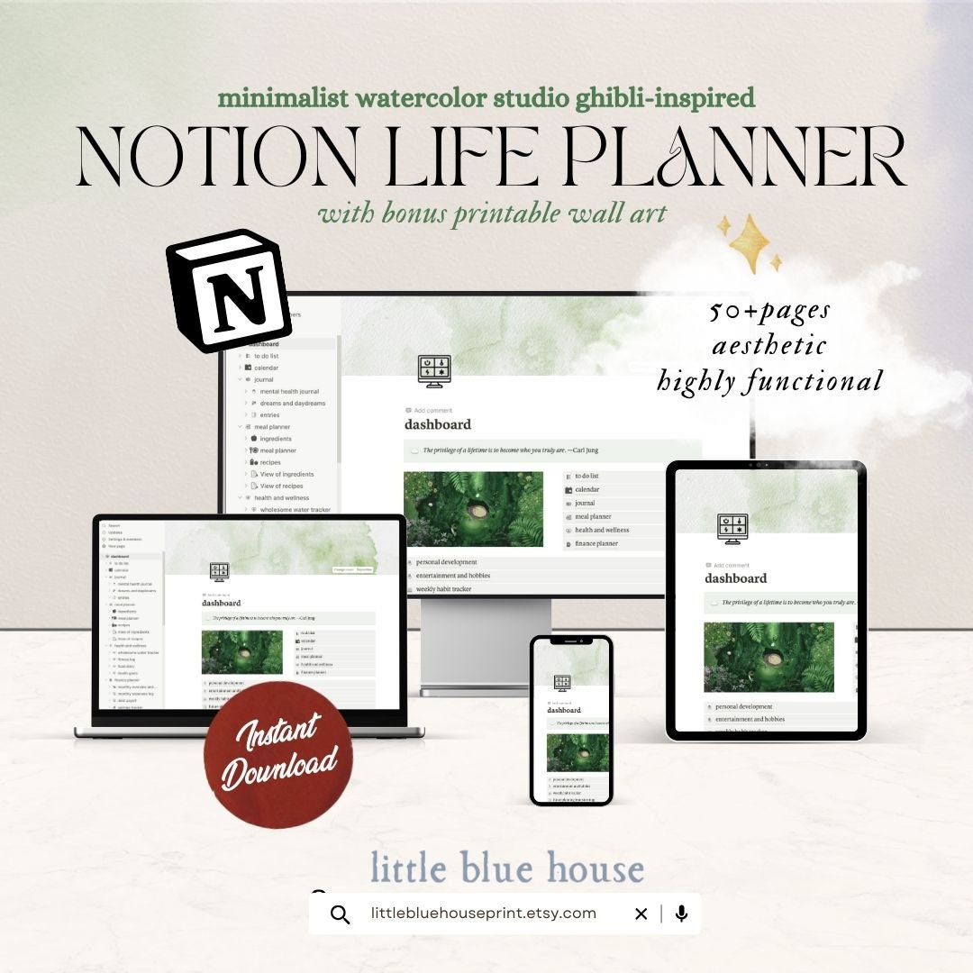 Minimalist Studio Ghibli Inspired Notion Ultimate Life Planner ...