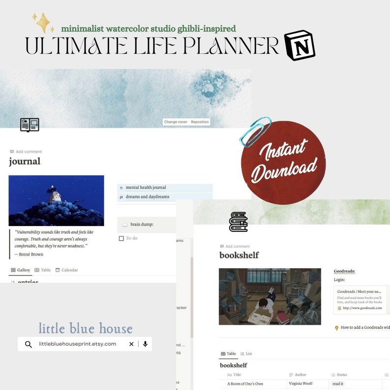 Minimalist Studio Ghibli Inspired Notion Ultimate Life Planner, Aesthetic Notion Dashboard, 2023 ...