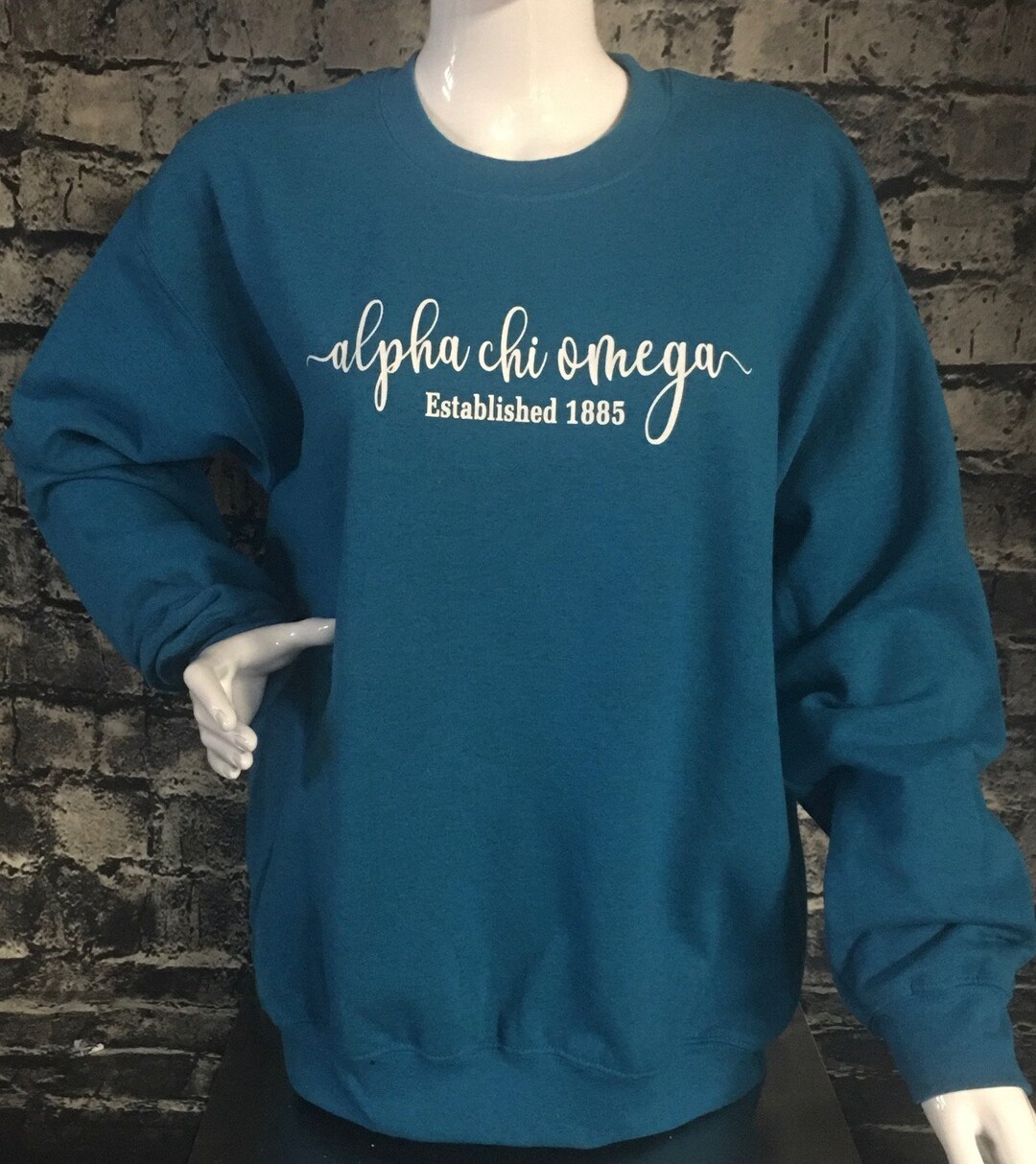 Alpha Chi Omega Screen Printed Calligraphy Font Crewneck - Etsy