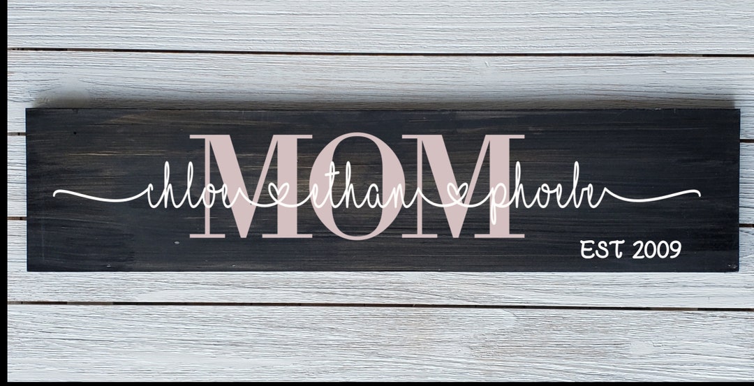 Personalized Mom Sign, Custom Stained Wood Mom Sign With Kids Names ...