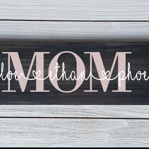Personalized Mom Sign, Custom Stained Wood Mom Sign With Kids Names ...