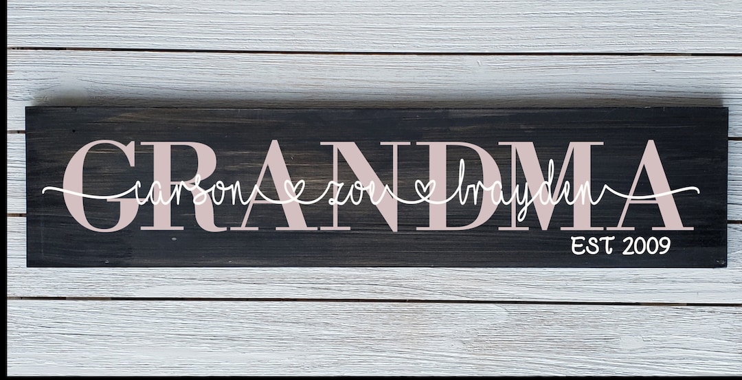 Personalized Grandma Sign, Custom Stained Wood Grandma Sign With ...