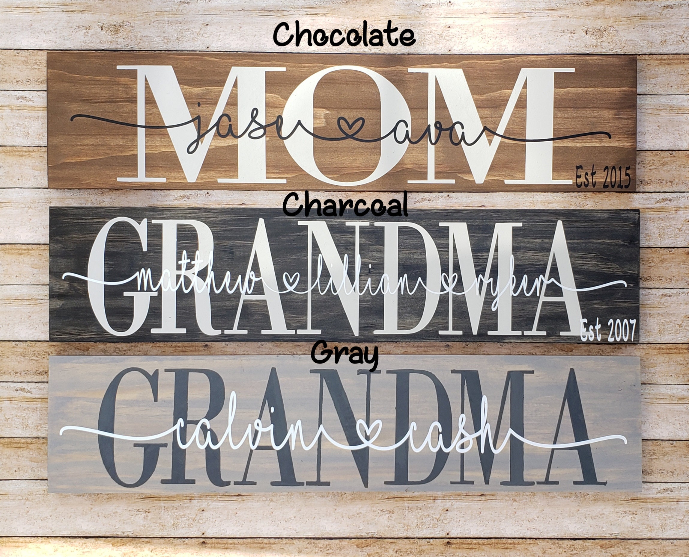 Personalized Mom Sign, Custom Stained Wood Mom Sign With Kids Names ...