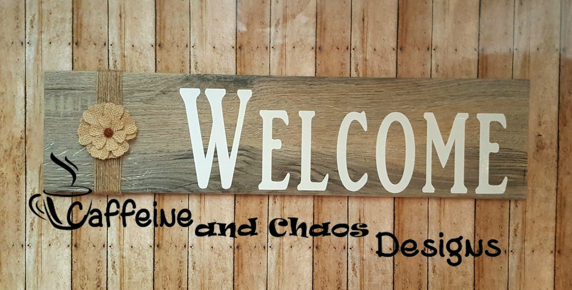 Rustic Tile Welcome Sign Welcome Sign With Flower Home Decor | Etsy