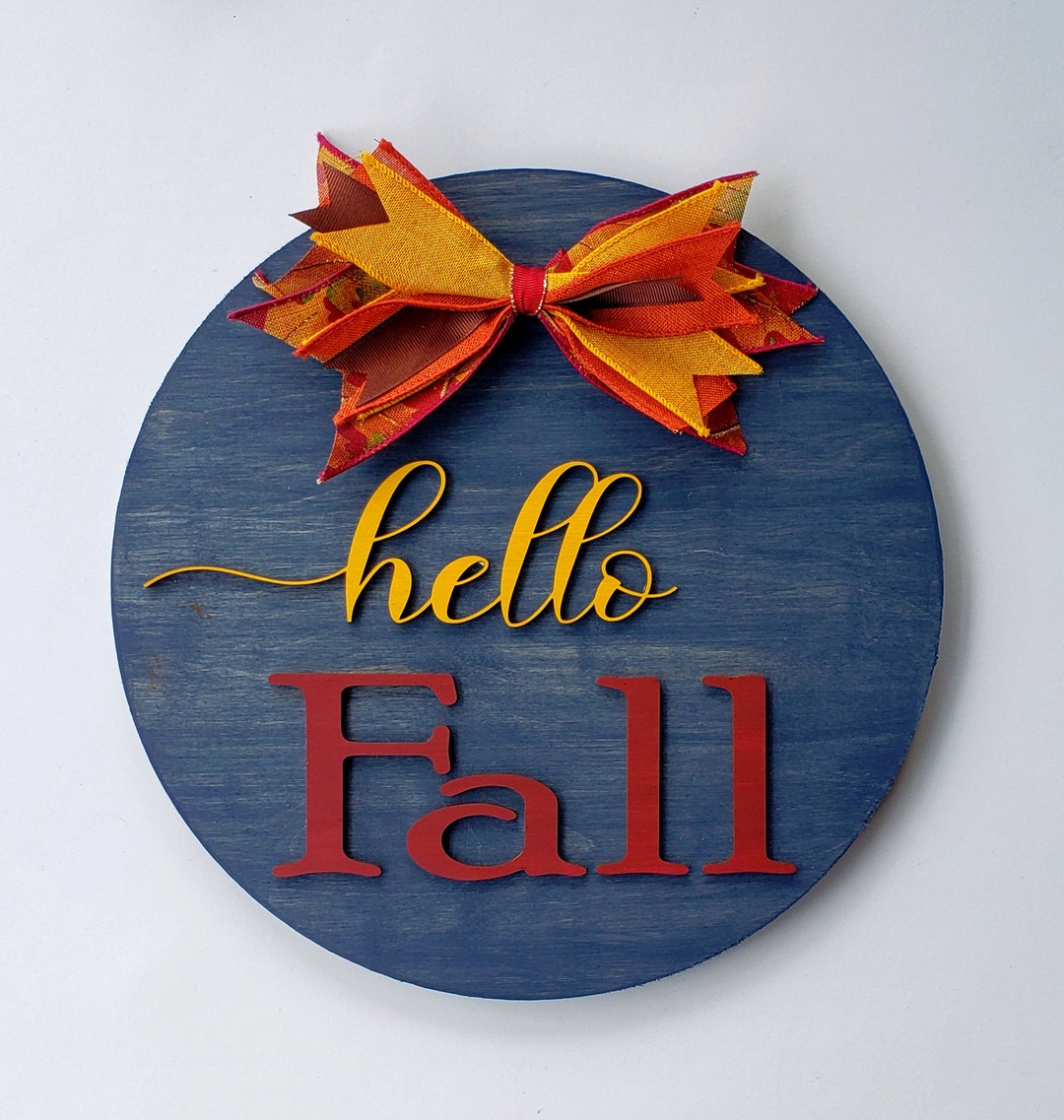 Hand Painted 3D Hello Fall Wood Sign, Round Wooden Fall Sign - Etsy