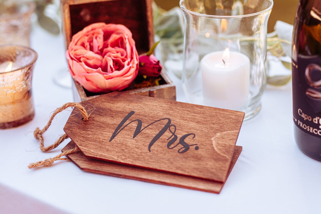 Rustic Wooden Tags for Bridal Party Table, Rustic Table Place Cards for ...