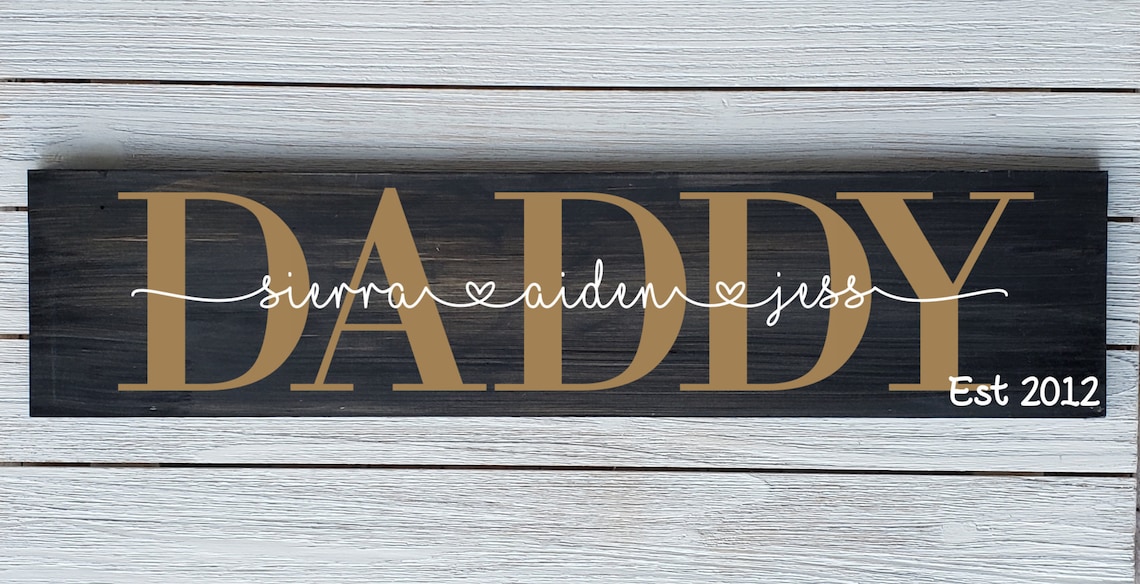 Personalized Dad Sign Custom Stained Wood Dad Sign With Kids | Etsy