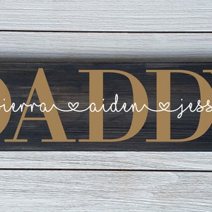 Personalized Dad Sign, Custom Stained Wood Dad Sign With Kids Names ...