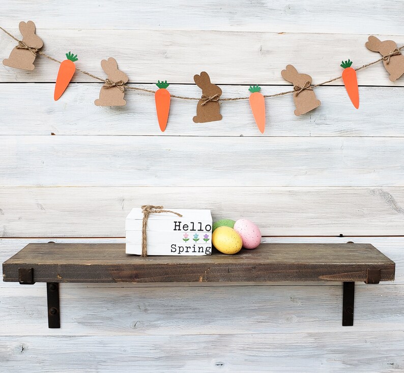 Hello Spring Book Stack Easter Wooden Book Shelf Décor Hello - Etsy