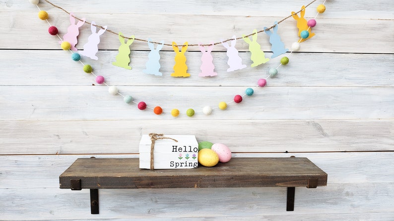 Hello Spring Book Stack Easter Wooden Book Shelf Décor Hello - Etsy