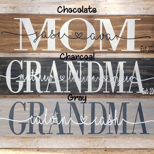Personalized Grandma Sign, Custom Stained Wood Grandma Sign With ...
