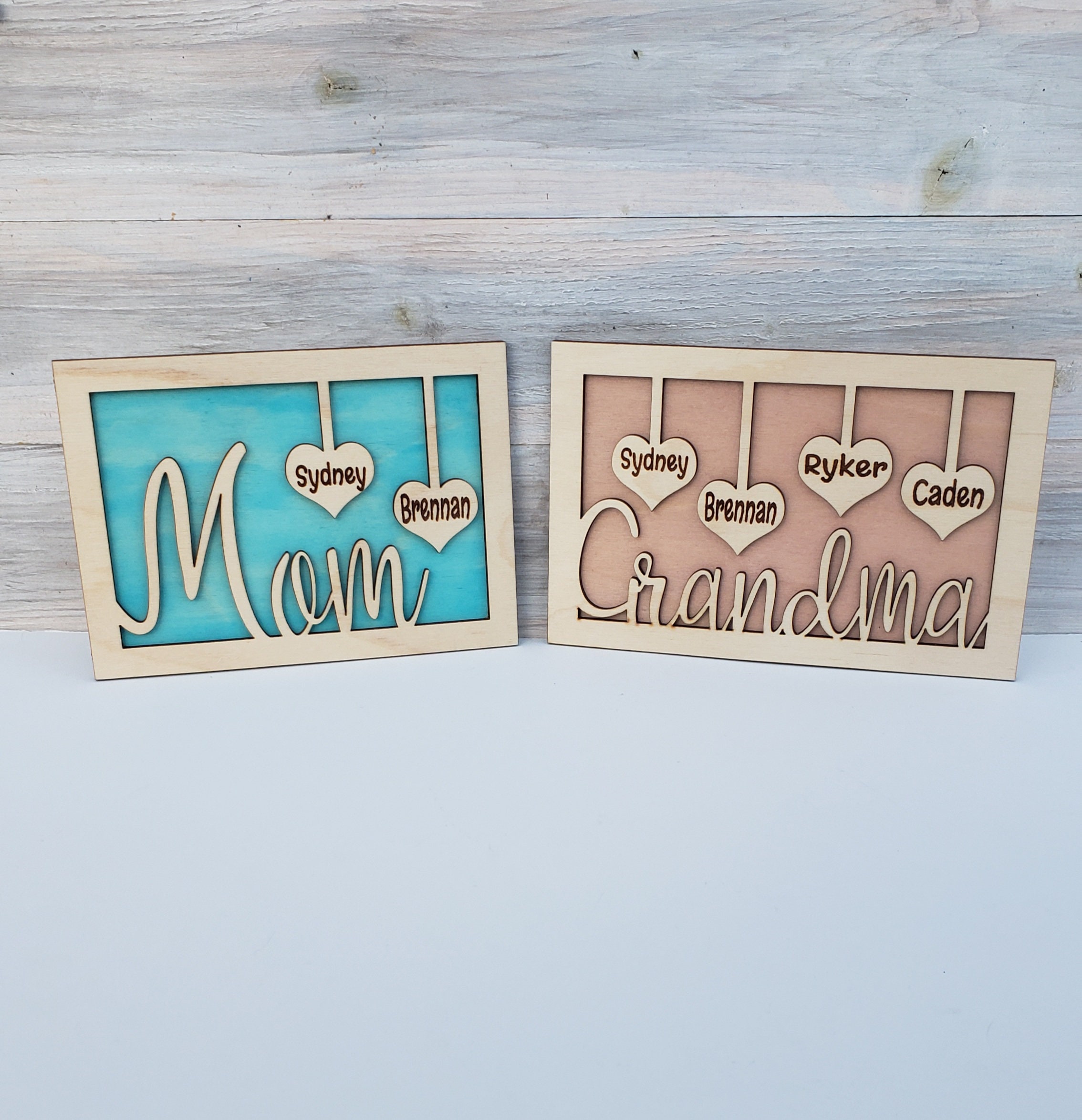 Personalized Mom Sign, Custom Engraved Wood Mom Sign With Kids Names ...