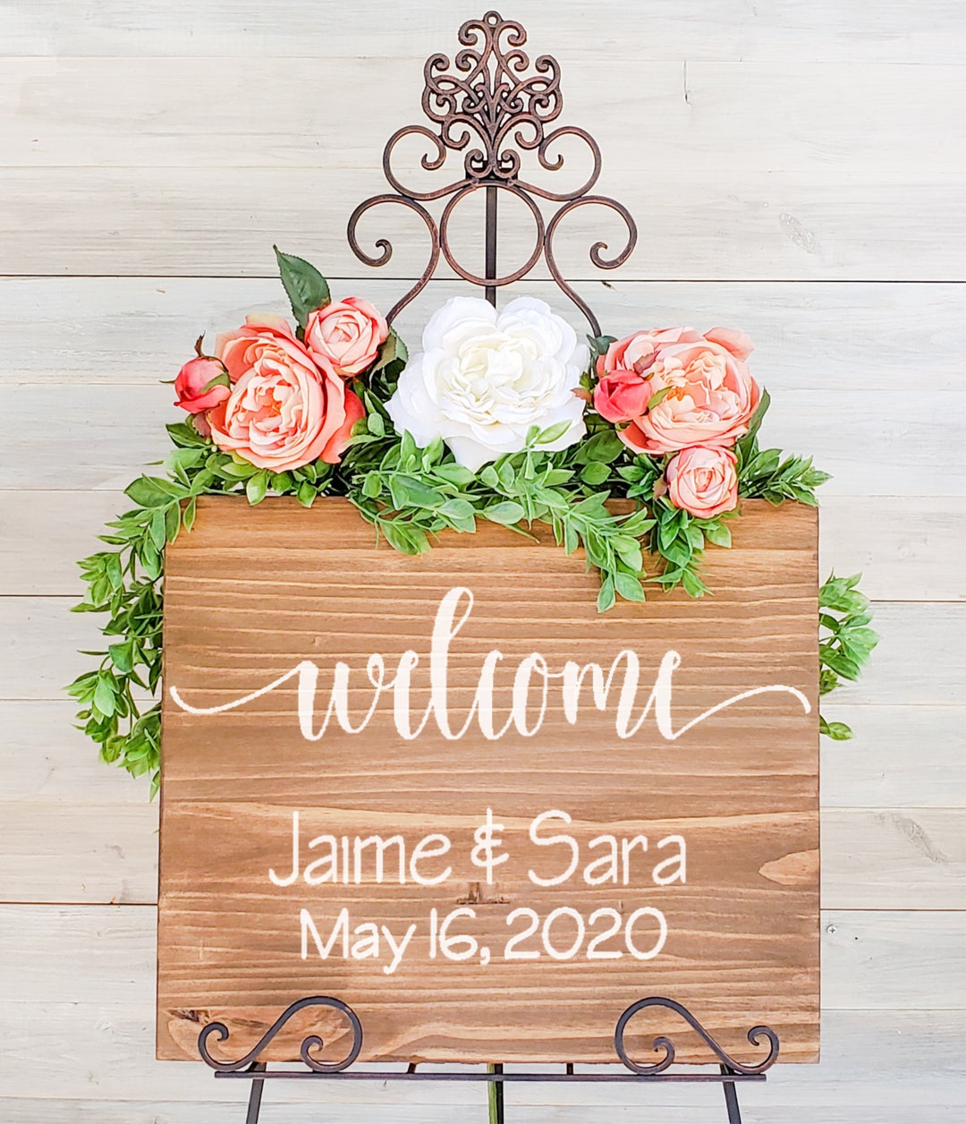 Wood Wedding Couple Sign, Wood Stained Personalized Wedding Welcome ...
