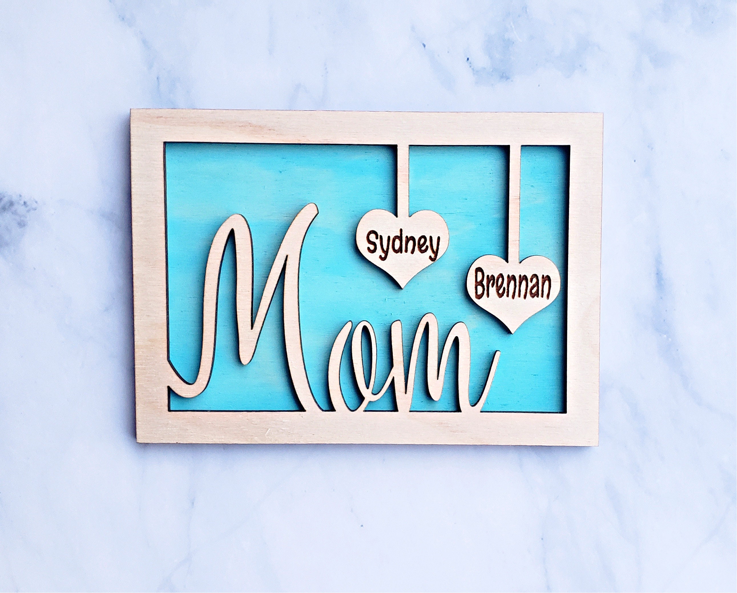 Personalized Mom Sign, Custom Engraved Wood Mom Sign With Kids Names ...