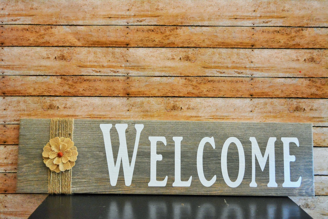 Rustic Tile Welcome Sign Welcome Sign With Flower Home Decor | Etsy