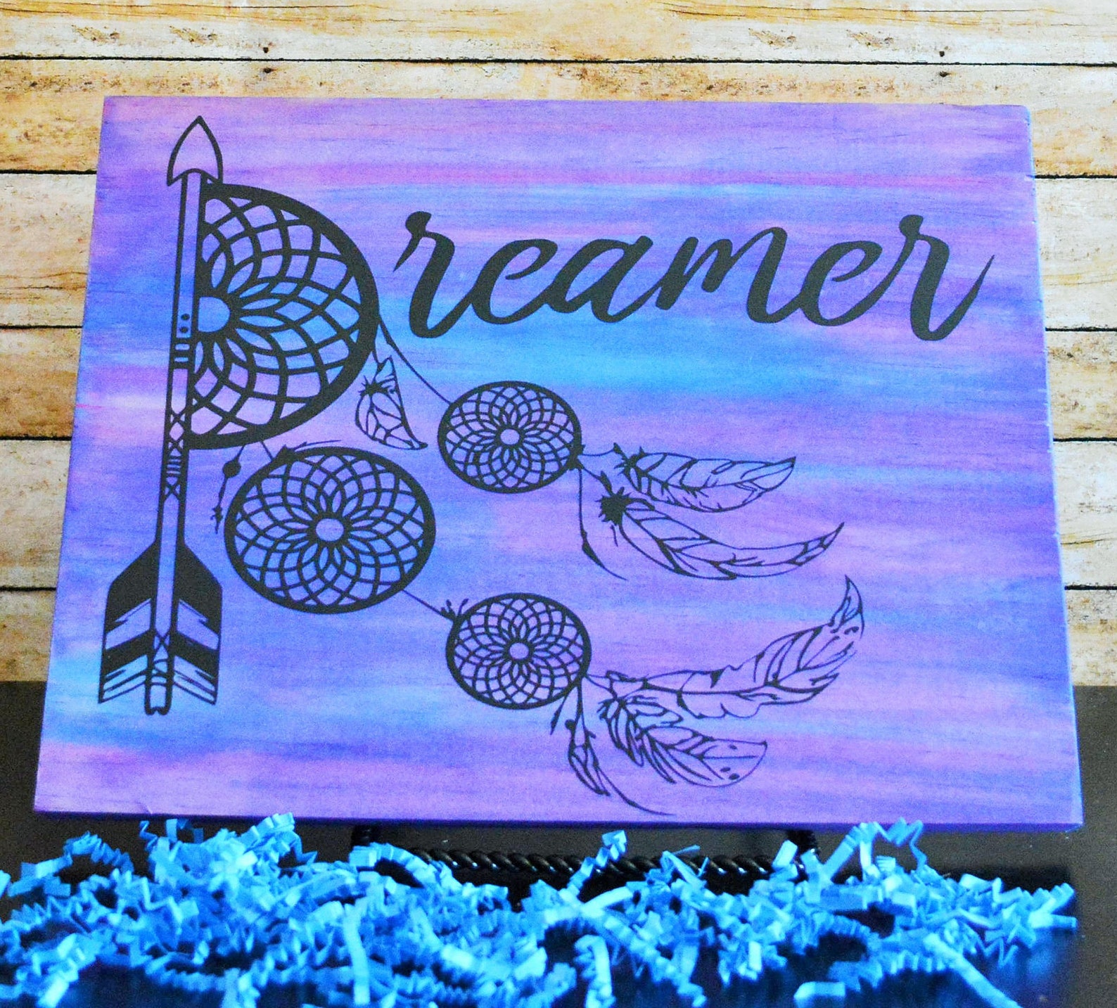 Dreamer Hand Stained Wooden Sign With Dream Catcher Design - Etsy