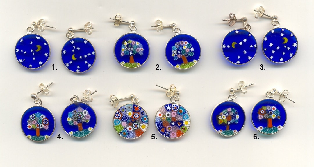 Vintage Murano Glass, 18mm Antica Murrina Veneziana Earrings, Sterling ...