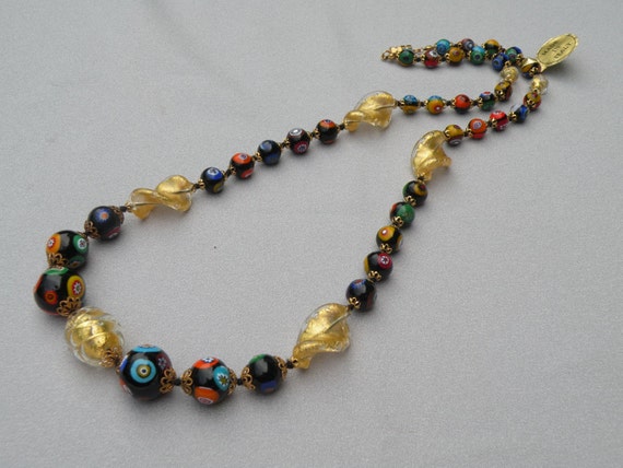 Venetian Murano Glass Millefiori Bead Necklace, Multi… - Gem