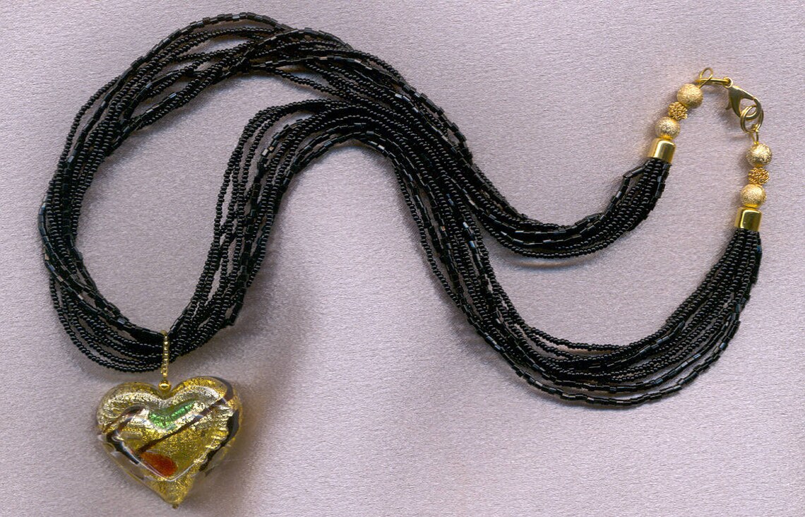 Vintage Heart Shaped Murano Glass Miro Inspired Venetian - Etsy