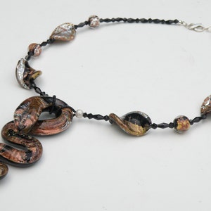 Murano Glass Snake Pendant Necklace With Large "luna" Venetian Beads ...