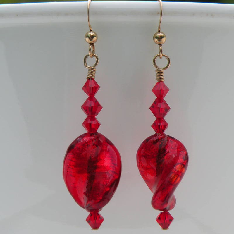 Red Glass Earrings - Etsy