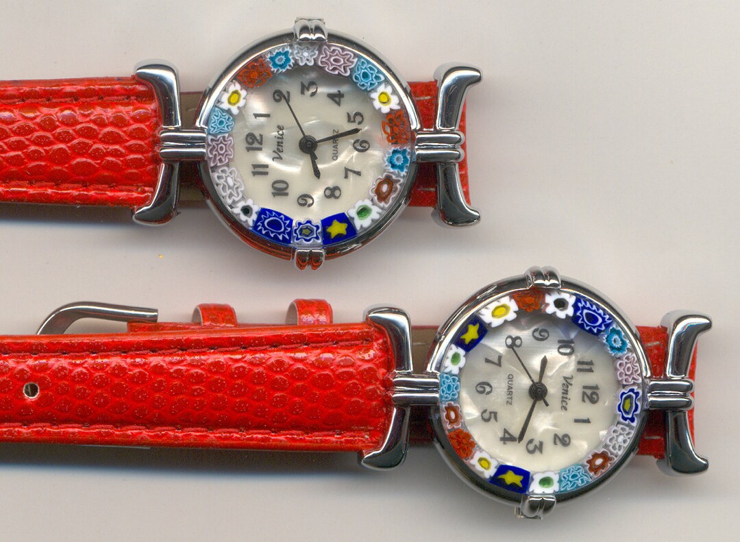 Murano Glass Millefiori, Round 26mm, Murano Glass Ladies Watch, With ...