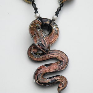 Murano Glass Snake Pendant Necklace With Large "luna" Venetian Beads ...