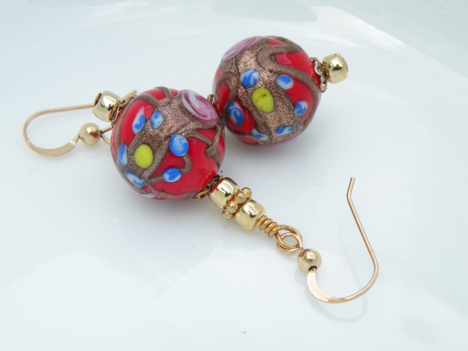 Vintage Italian Wedding Cake Beads Red Fiorato Venetian Bead - Etsy