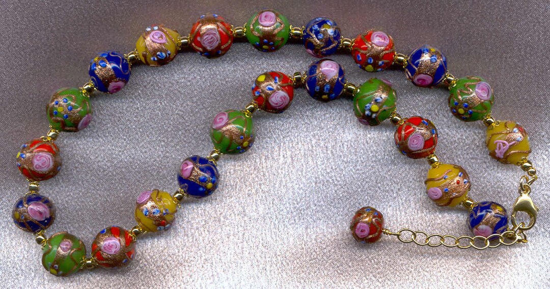 Vintage Italian Wedding Cake Venetian Beads, Murano Glass, 14mm Antique ...