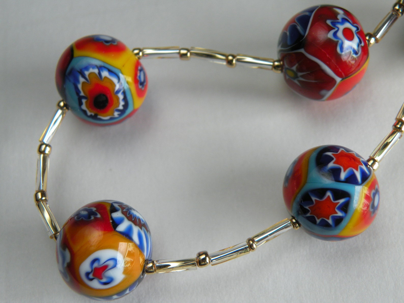 Fine Millefiori Murano Glass, 14mm Round Italian Beads, 18 Inch ...