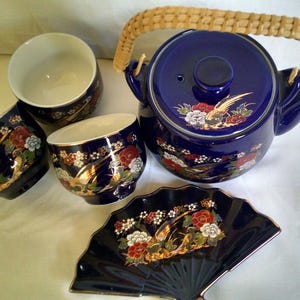 Sato Gordon Tea Set Collection Teapot With Wicker Handle 3 Cups and ...