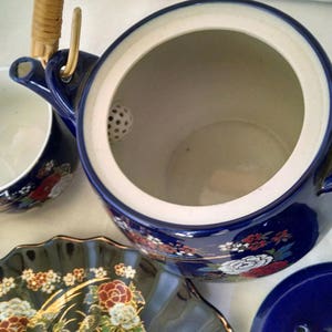 Sato Gordon Tea Set Collection Teapot With Wicker Handle 3 Cups and ...