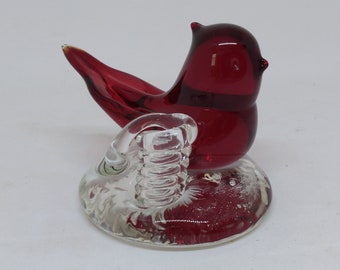 Red Glass Bird Figurine - Etsy