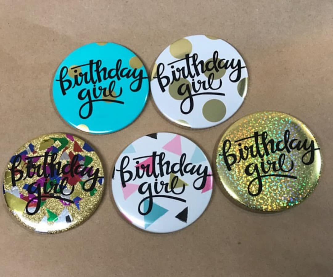 Gold Foil Birthday Girl Button or Magnet - Etsy