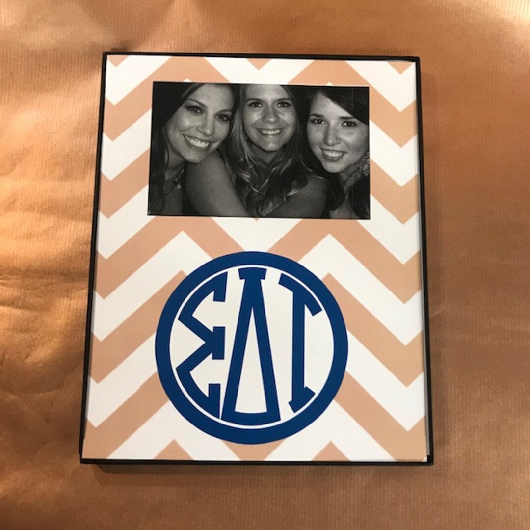 Sigma Delta Tau Chevron Monogram Frame - Etsy
